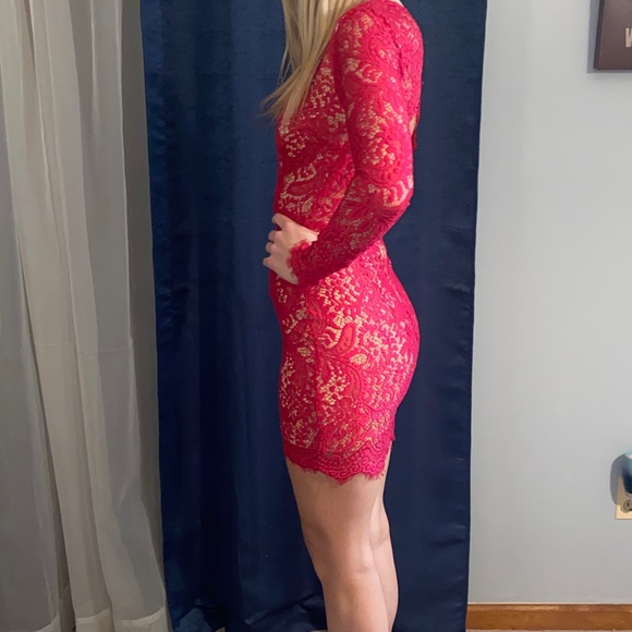 Mystique Boutique | Dresses | Pink Lace Open Back Dress | Poshmark